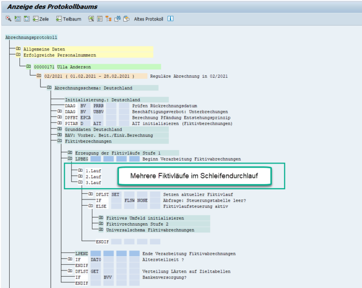 Entgeltnachweis-Protokoll für Fiktivläufe im SAP HCM