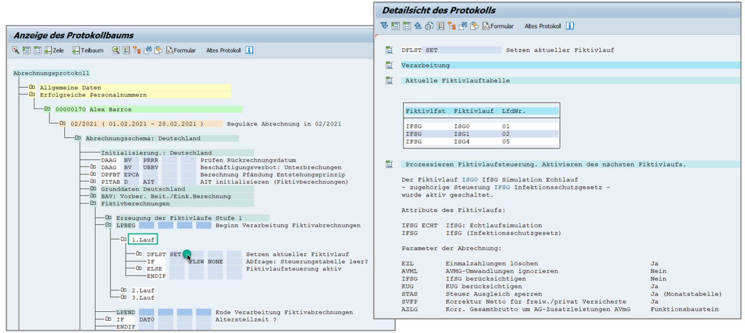 Entgeltnachweis-Protokoll für Fiktivläufe im SAP HCM
