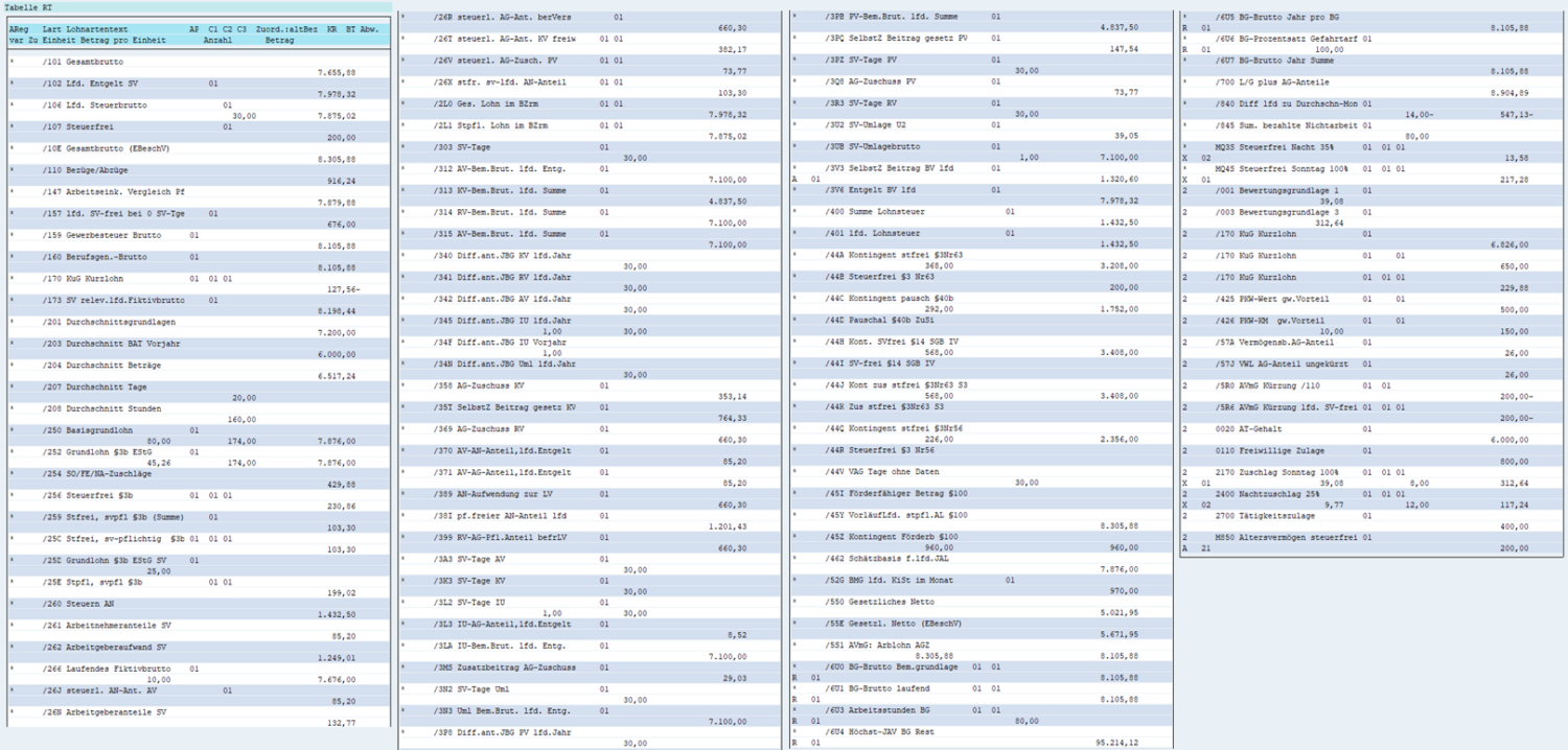 Entgeltnachweis-Protokoll für Fiktivläufe im SAP HCM