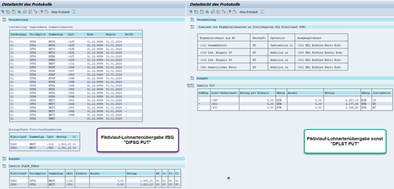 Entgeltnachweis-Protokoll für Fiktivläufe im SAP HCM