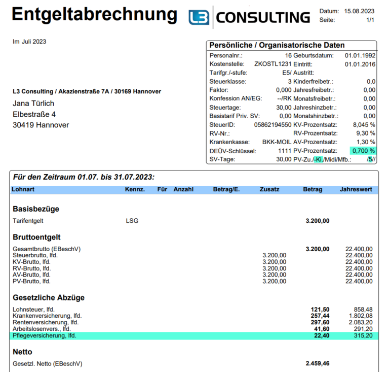 Pflegeversicherung ab 01.07.2023 (PUEG) in SAP HCM - Teil 2