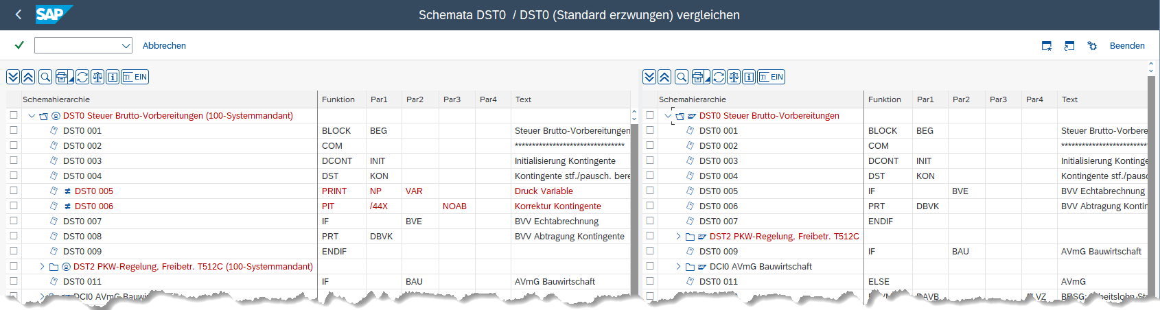 Neuer Report zum Vergleich von Schemen unter H4S4